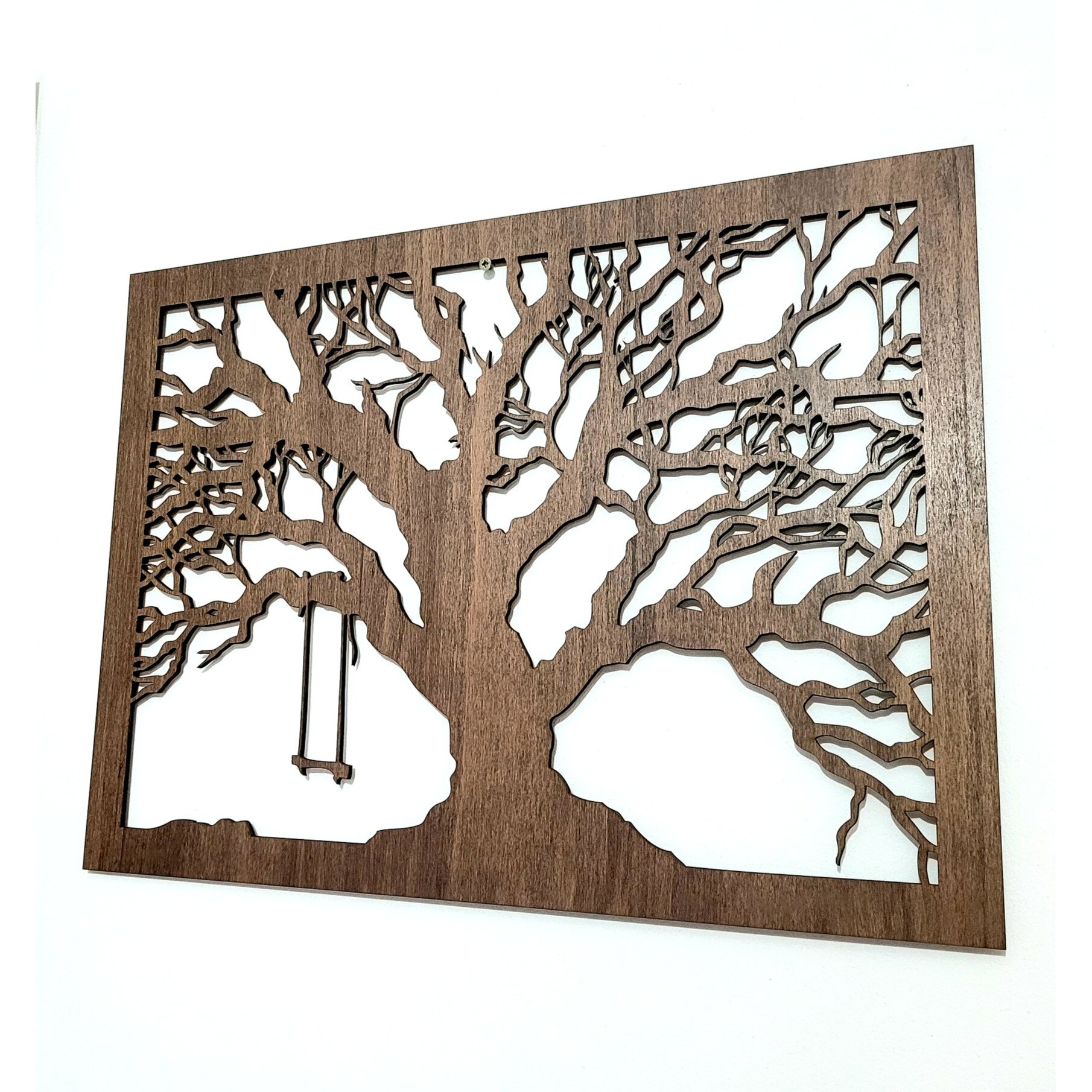 Tablou Traforat Arbore cu leagan, MDF Furniruit, 30cm x 40cm - eMAG.ro