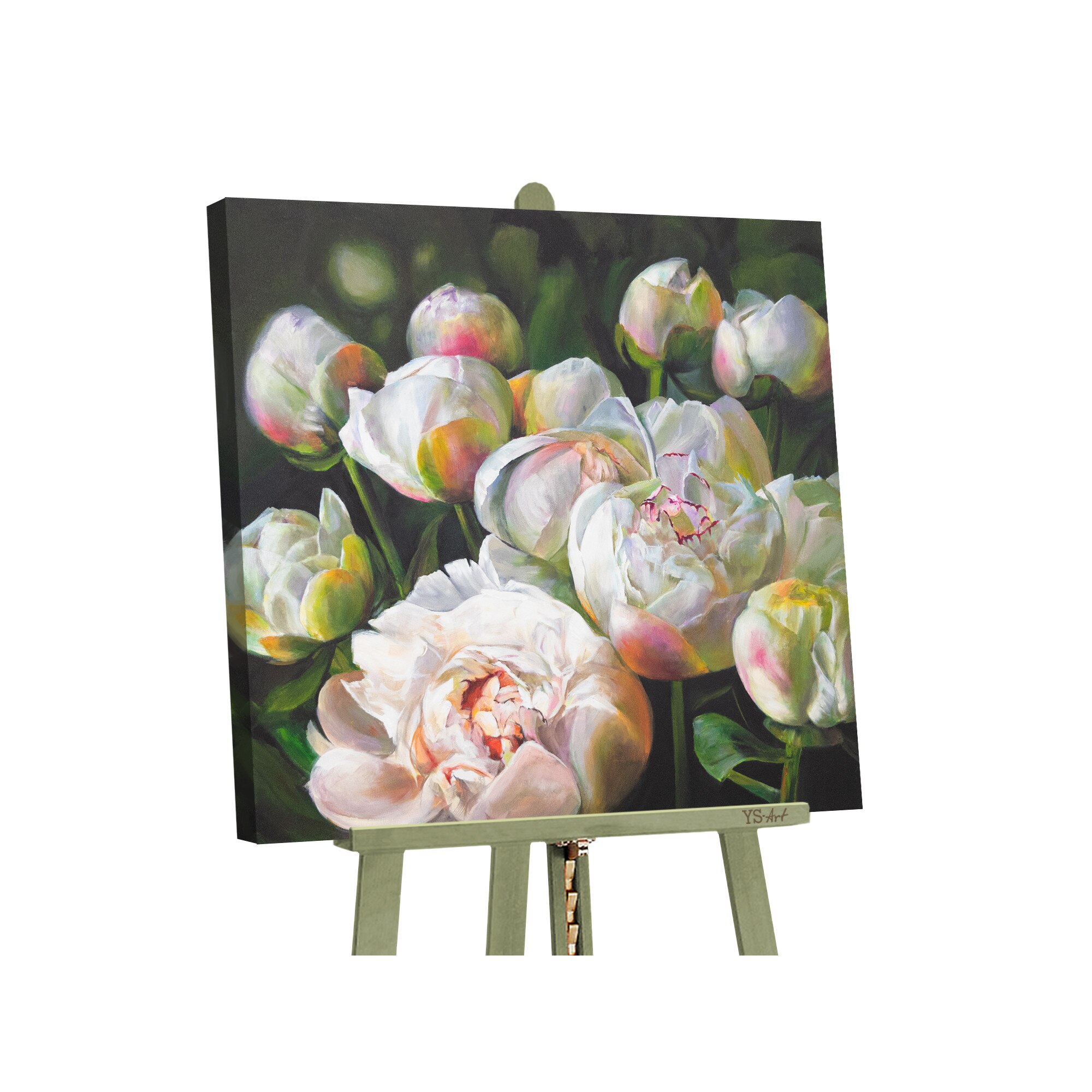 Tablou pictat manual Flori, Prosperitate, 100x100cm - eMAG.ro