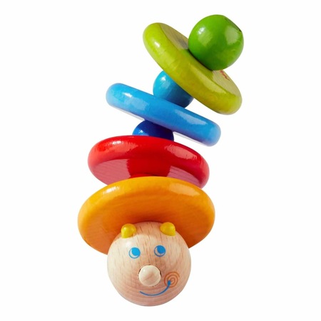 Jucarie din lemn cu snur elastic, Omida, Multicolor, 11 x 4.5 cm - eMAG.ro