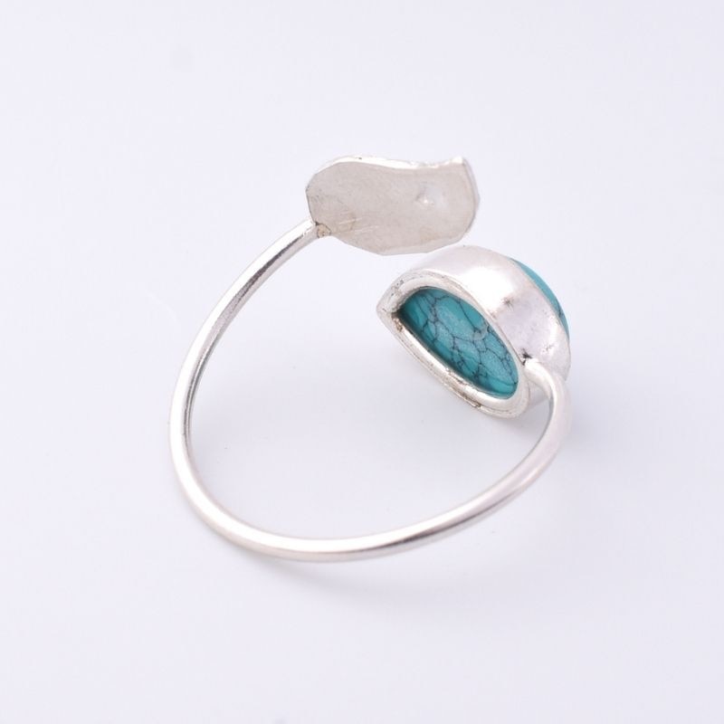 Inel argint reglabil Frunza cu piatra turcoaz - eMAG.ro