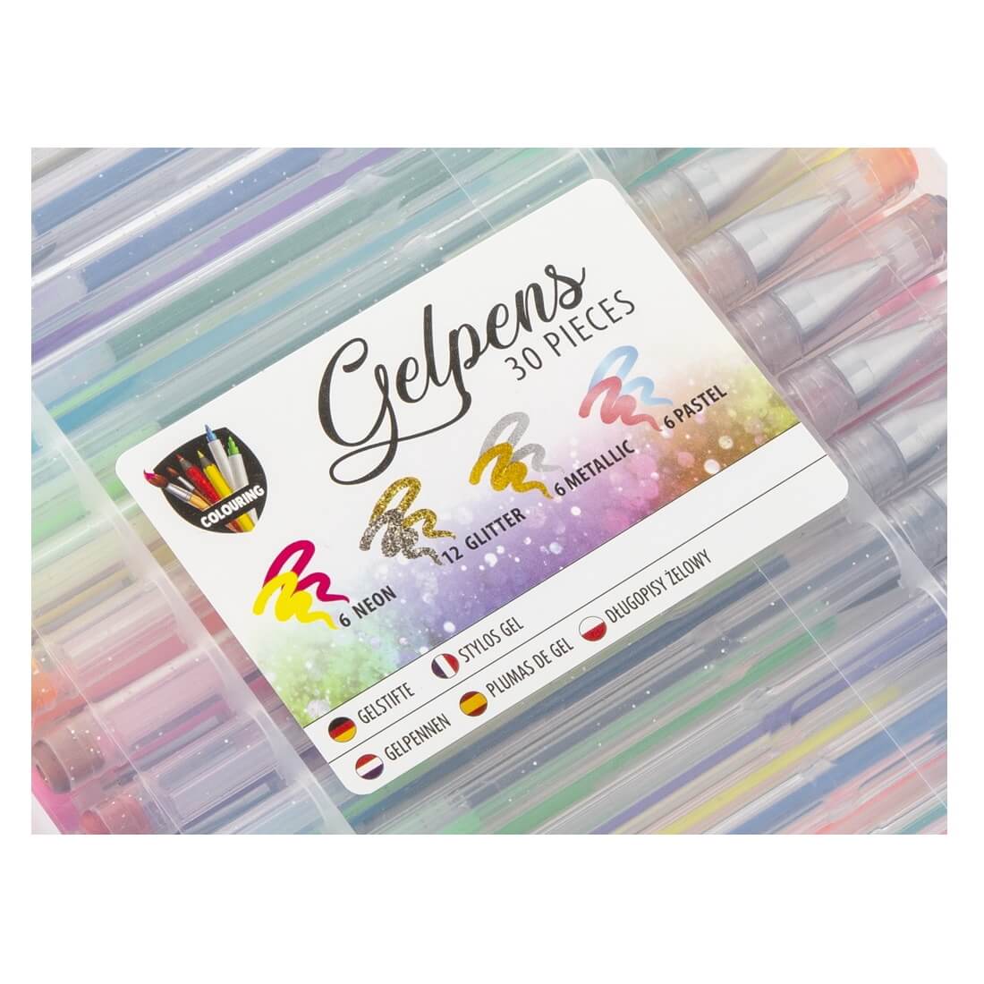 Set 30 pixuri colorate cu gel Grafix in cutie de plastic - eMAG.ro