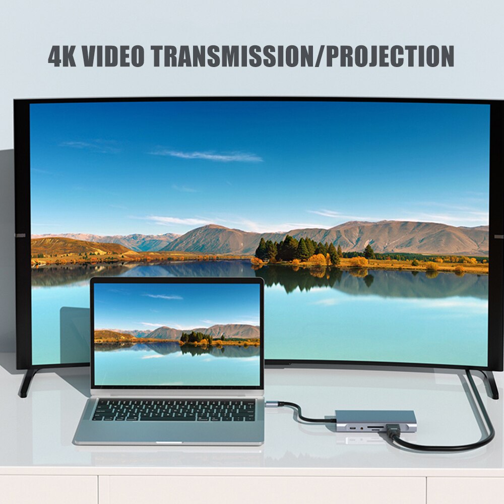 Hub 11n1, USB/HDMI/VGA/SD/TF/RJ45, Argintiu - eMAG.ro