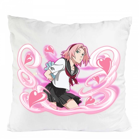 Perna personalizata sakura anime naruto, Poliester, Alb, 40 x 40 cm ...