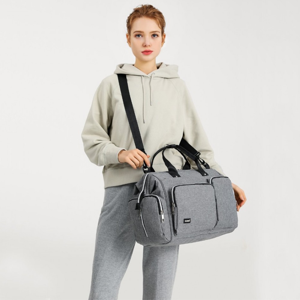 Geanta de maternitate, multicompartimentata, KONO EQ2036GY Gri - eMAG.ro