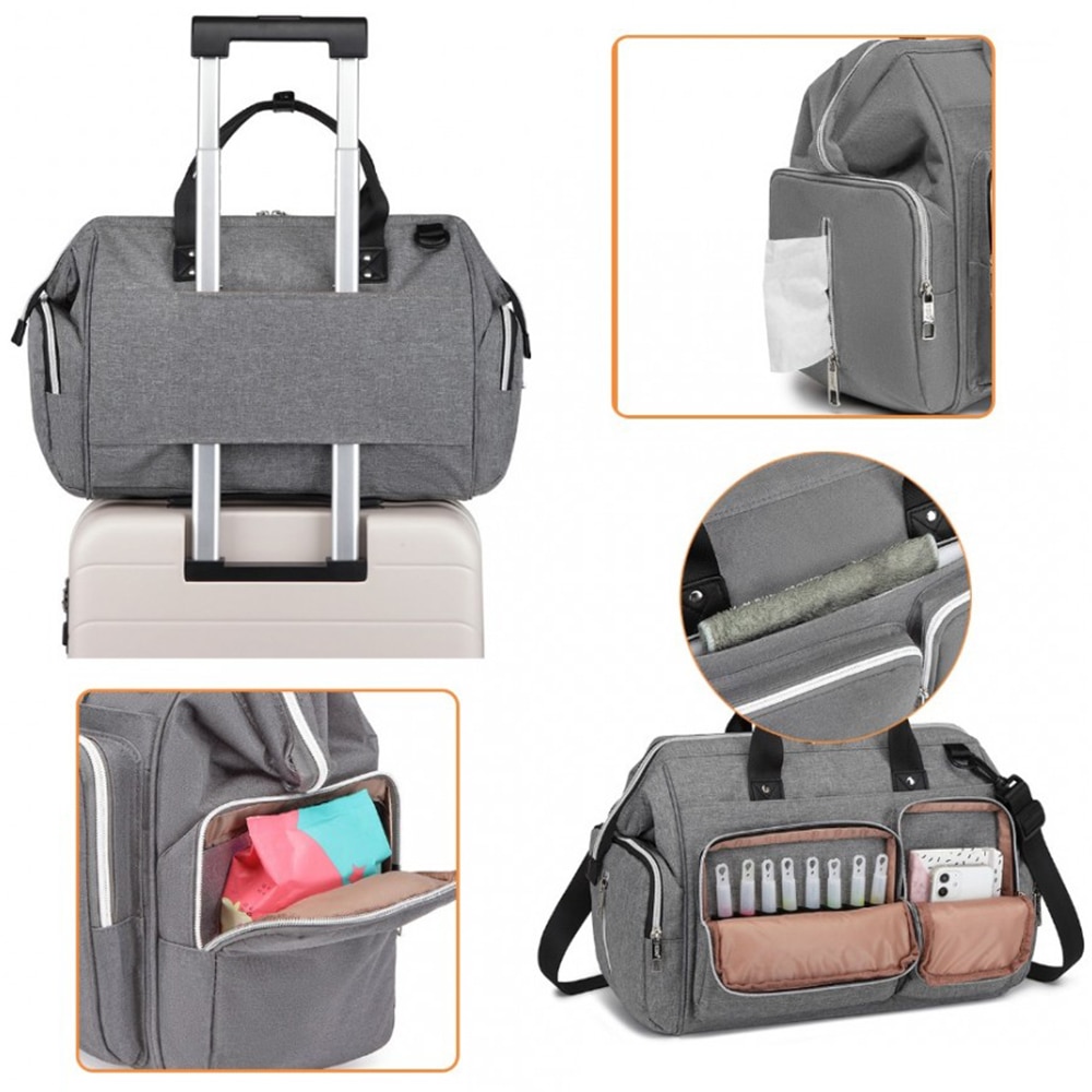 Geanta de maternitate, multicompartimentata, KONO EQ2036GY Gri - eMAG.ro