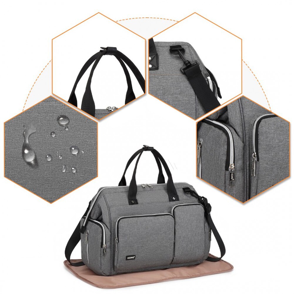 Geanta de maternitate, multicompartimentata, KONO EQ2036GY Gri - eMAG.ro