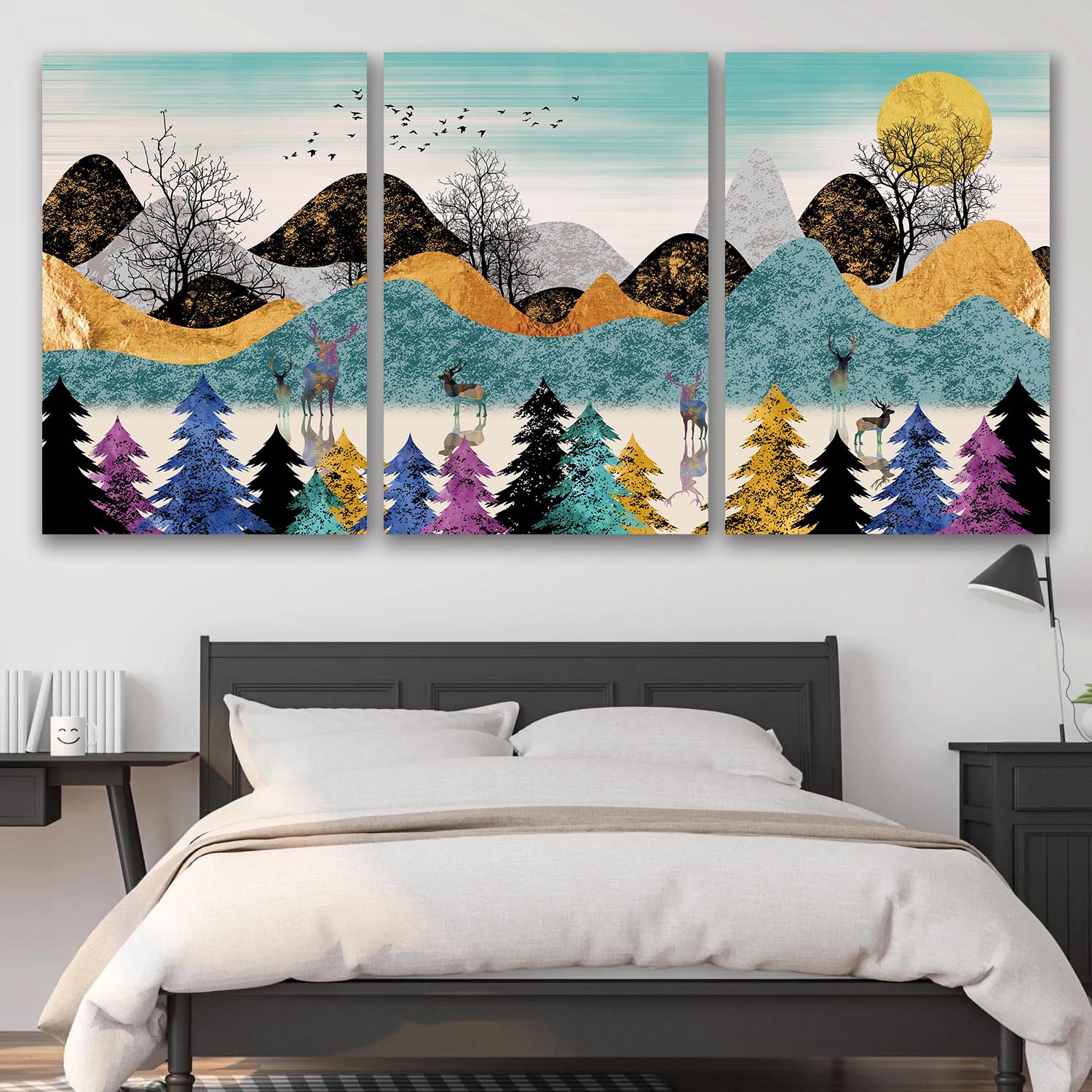 Set Tablouri Multicanvas 3 piese, Color Mountain, 30x60cm - eMAG.ro