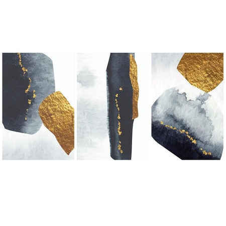 Set Tablouri Multicanvas 3 piese, Black and Gold Objects, 30x60cm - eMAG.ro