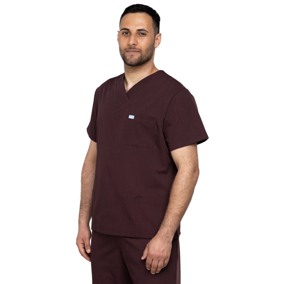Bluza medicala pentru barbati, clasica, OM222, Grena, S INTL - eMAG.ro