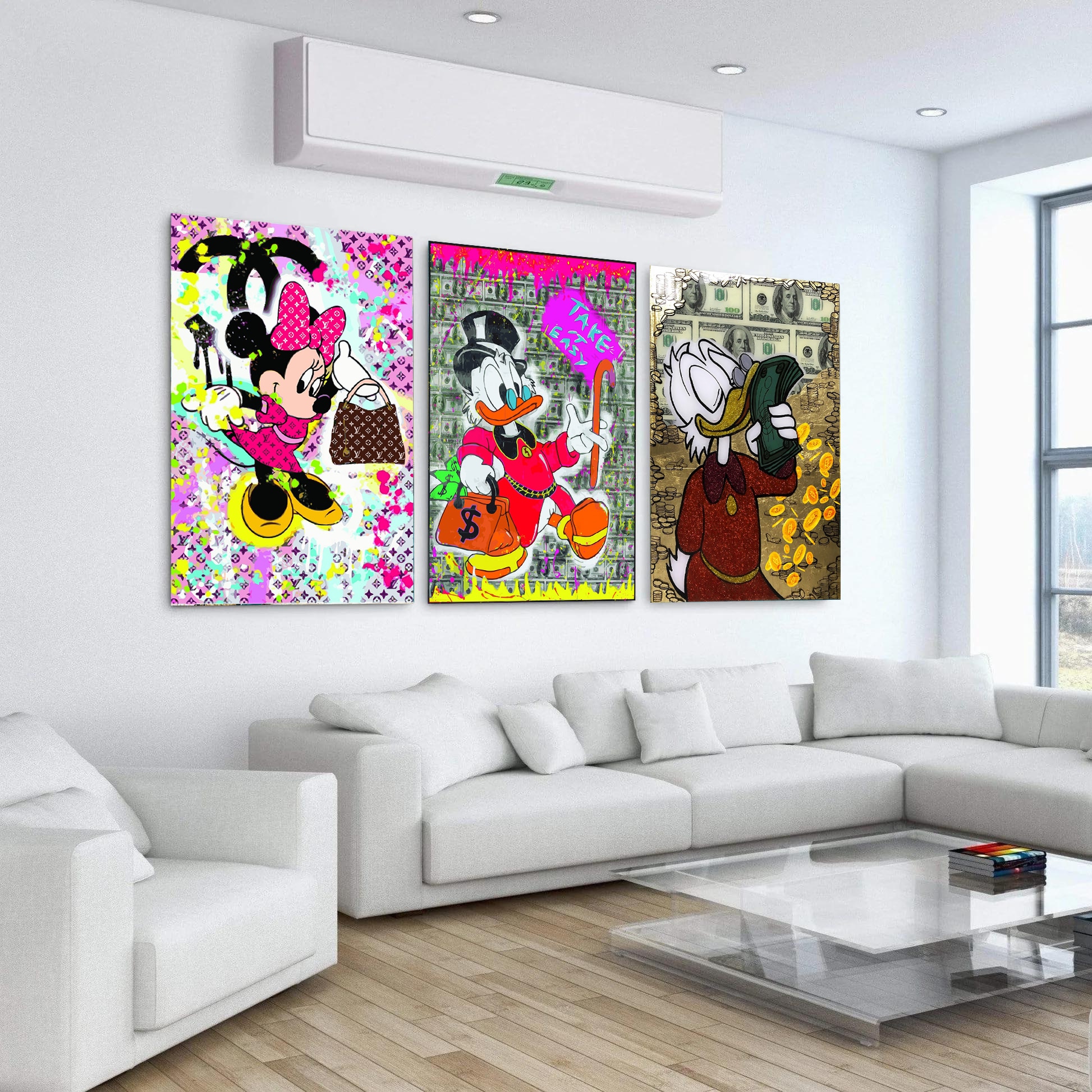 Set Tablouri Multicanvas 3 piese, Rich Cartoon, 50x90cm - eMAG.ro