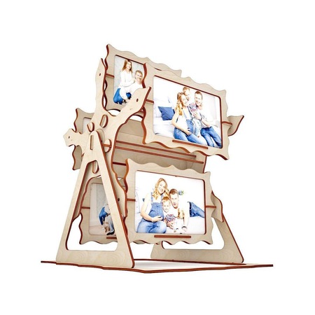 Rama foto lemn, model carusel, woodmag, Lemn natur, 37x25x50 cm - eMAG.ro