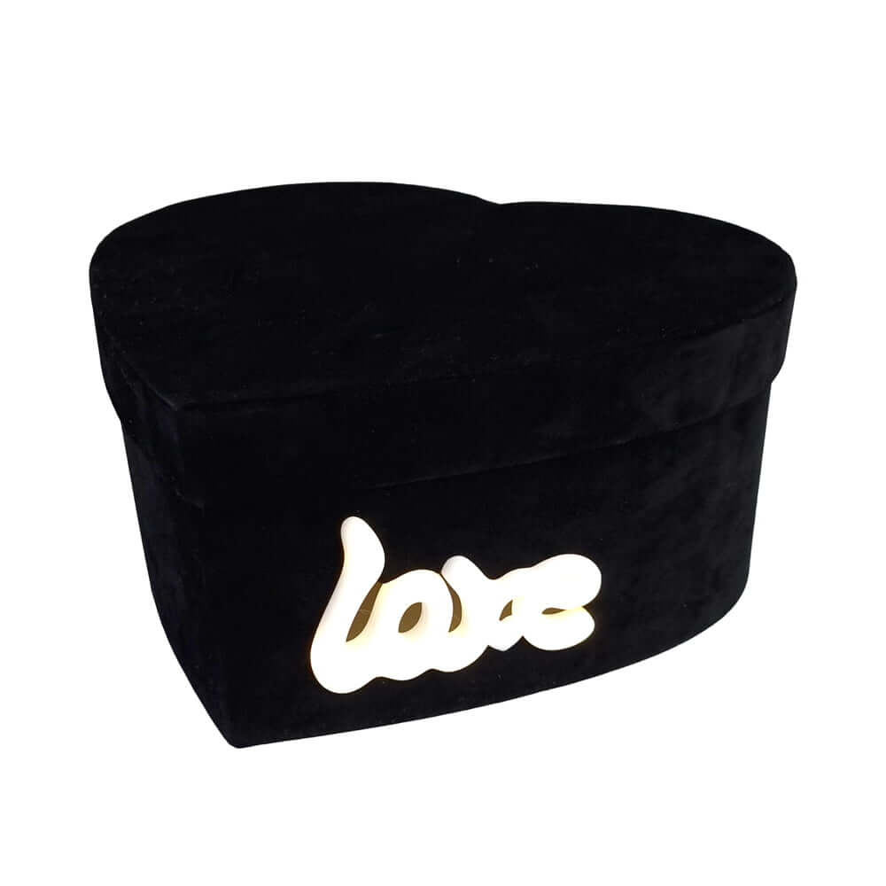 Set 2 cutii inima model Love cu lumini LED, carton, Negru, Createur ...