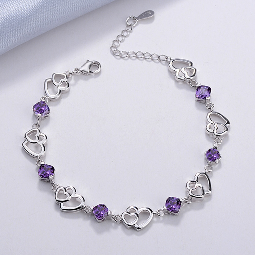 Bratara din cristal violet, argint S925, platina, 16cm - eMAG.ro