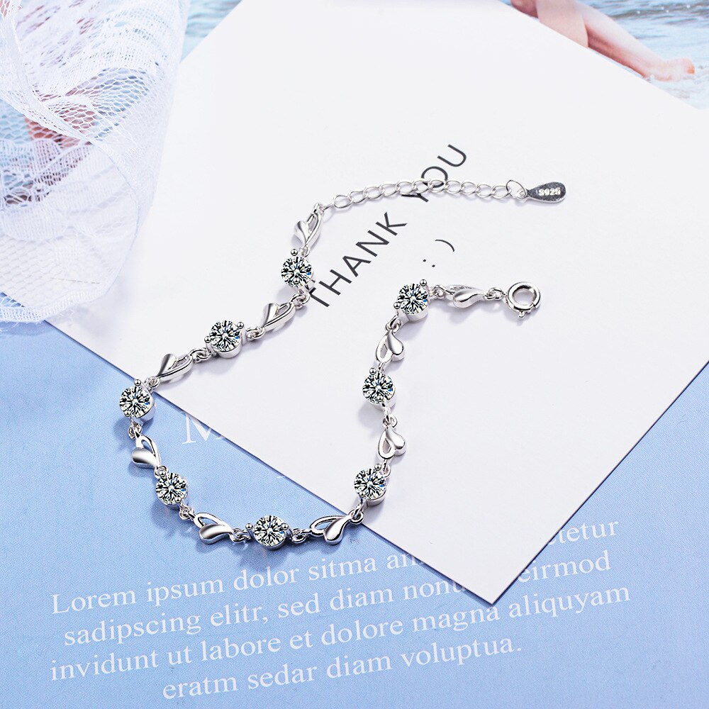 Bratara Inima de Doamna din Argint cu Zircon, aliaj, S925, 16cm - eMAG.ro