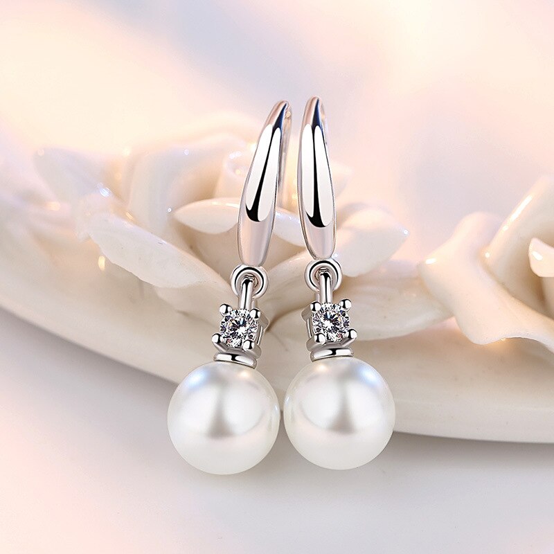 Set de bijuterii de dama Pearl, argint S925, alb, 8 mm - eMAG.ro