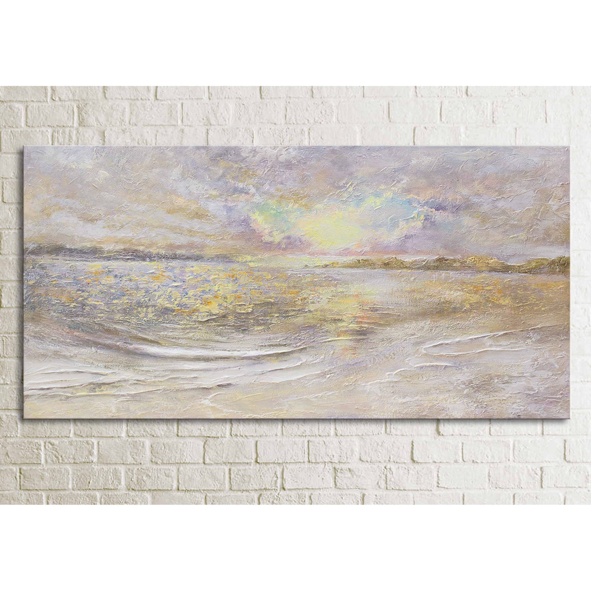 Tablou pictura manual acrilic pe panza "Amurgul marii" 200x100cm - eMAG.ro