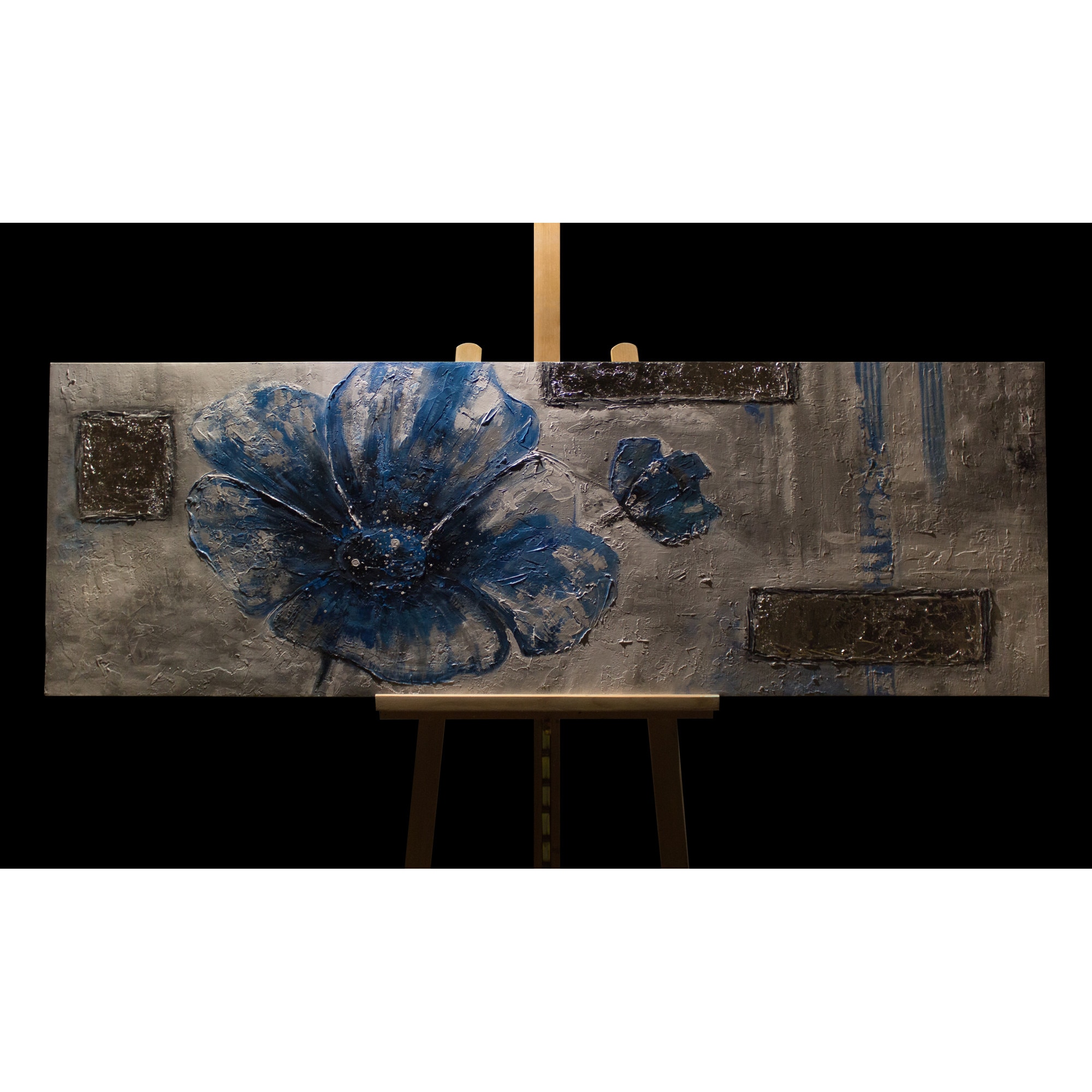 Tablou pictat manual Flori, Floare II, 150 x 50 cm - eMAG.ro