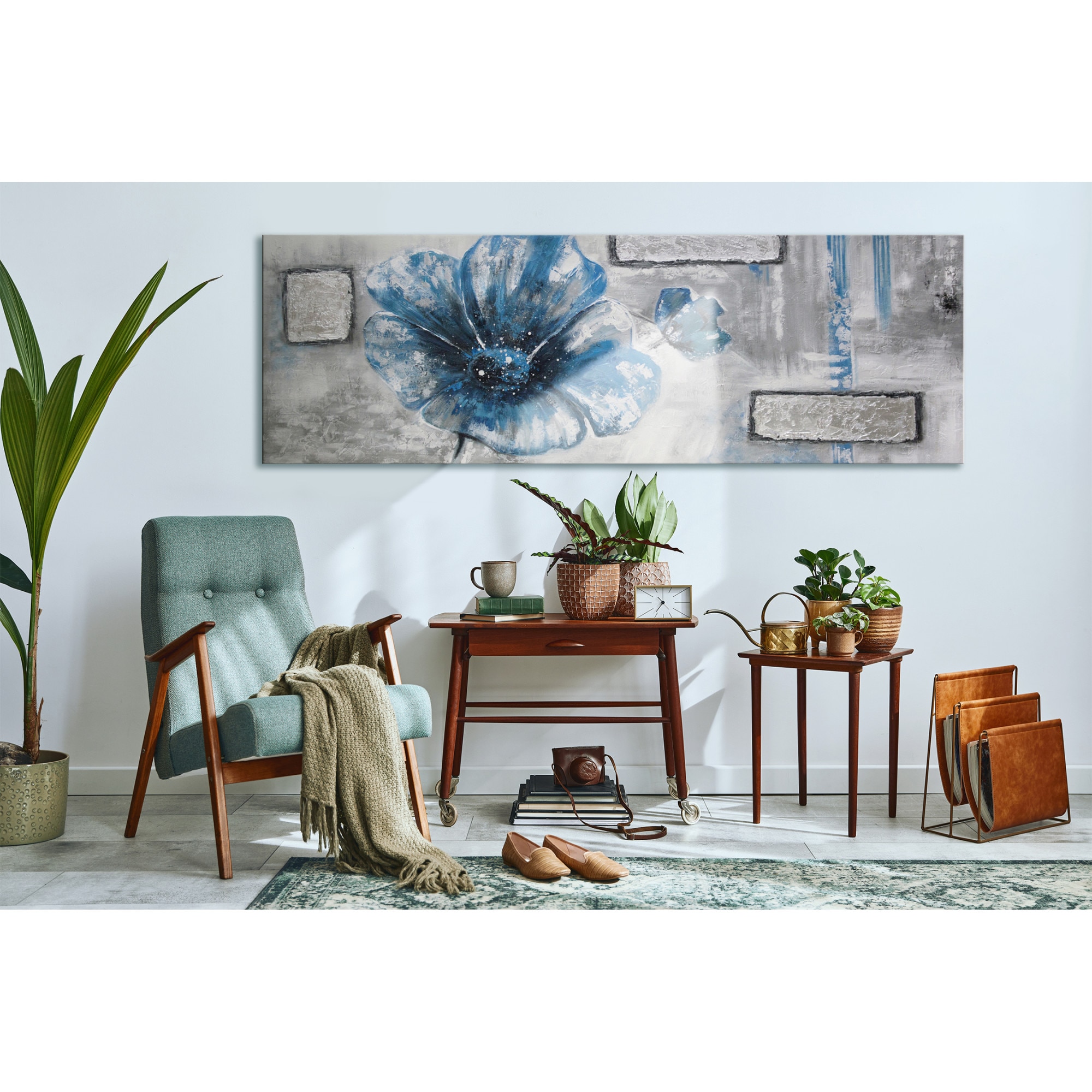 Tablou pictat manual Flori, Floare II, 150 x 50 cm - eMAG.ro