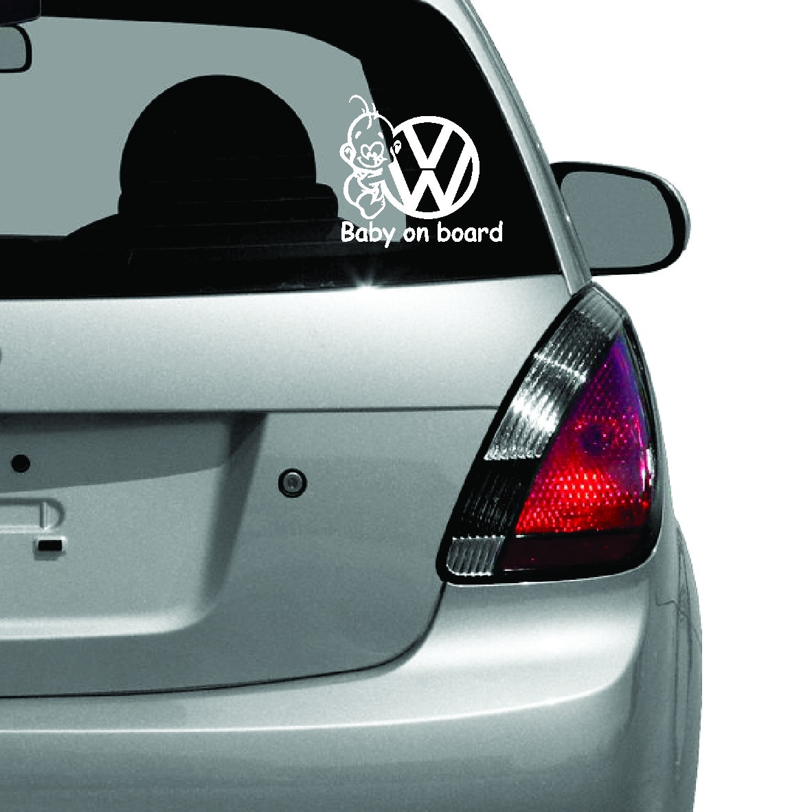Стикер за кола, Baby on board, VW, Бял, 15 х 14.1 см - eMAG.bg