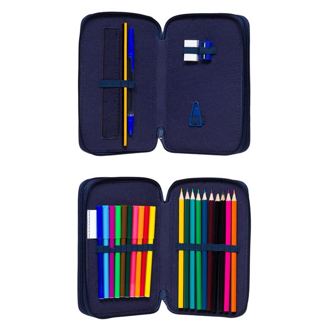 Penar dublu echipat, fata, coada impletita, albastru - multicolor, 20 x ...