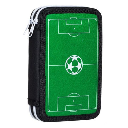 Penar dublu echipat, fotbal, negru - verde, 20 x 13 x 4 cm - eMAG.ro