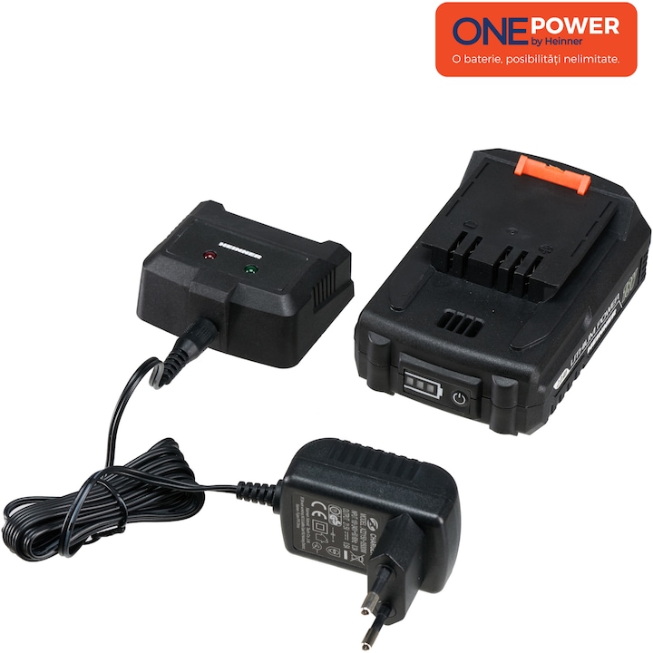 Set acumulator si incarcator Heinner HR-LPBI001, 18 V, 2 Ah, tehnologie ...