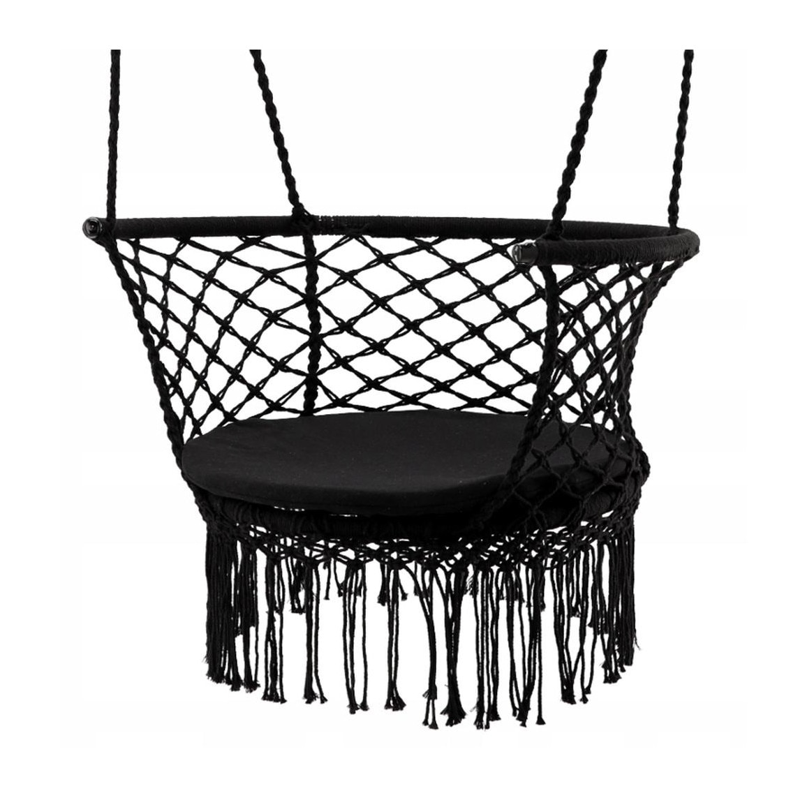 Scaun rotund tip leagan suspendat pentru casa sau gradina, cu franjuri ...