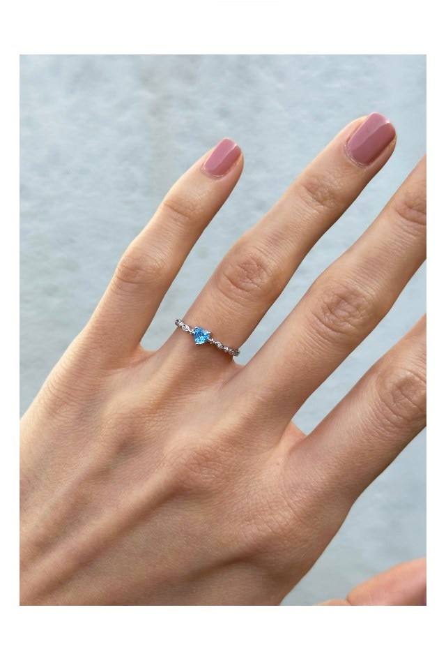 Inel de logodna din argint 925 Colourful Love cu piatra bleu de ...