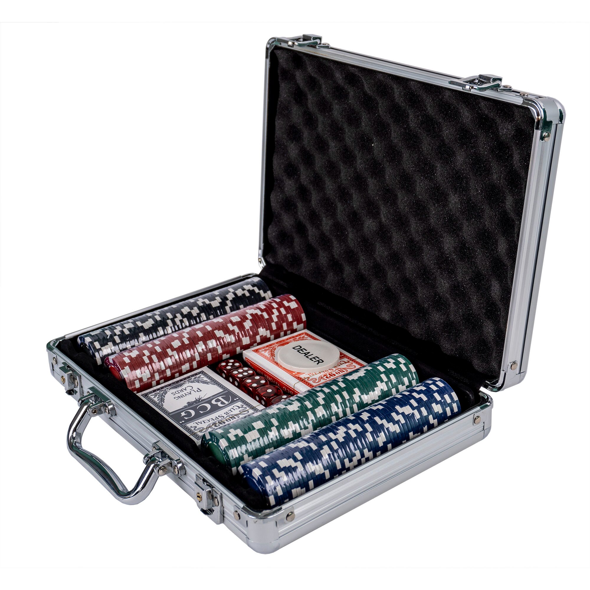 Joc poker SYNO, 200 jetoane, cu servieta, Argintiu - eMAG.ro