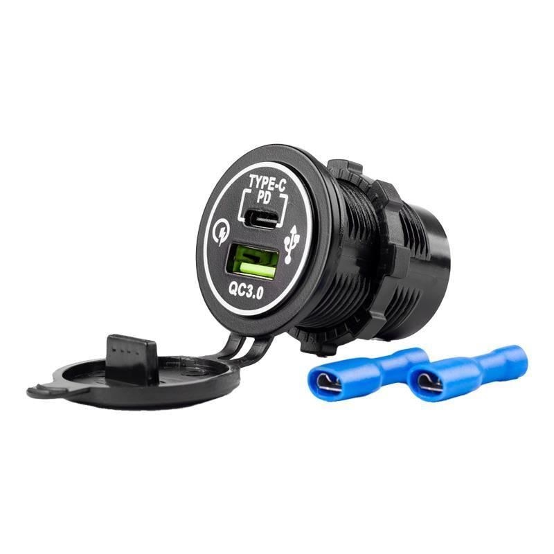 Priza cu 2 USB, USB si UsbC, cu LED, 12-24V, incastrabila, Mod08 02858 ...