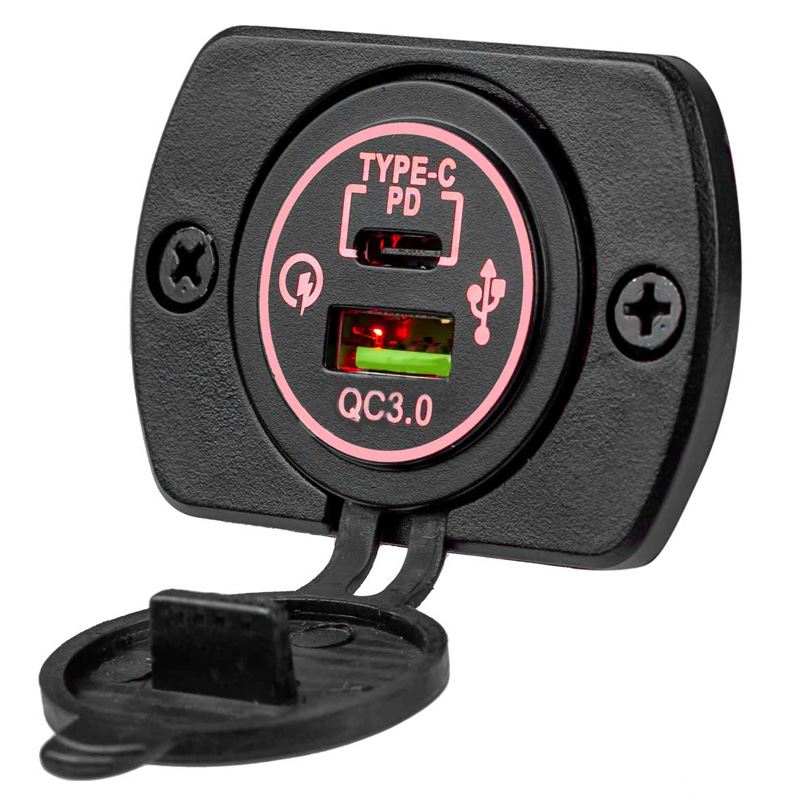 Priza cu 2 USB incarcare rapida, 12-24V, 1.5A, QC3.0 cu LED ...