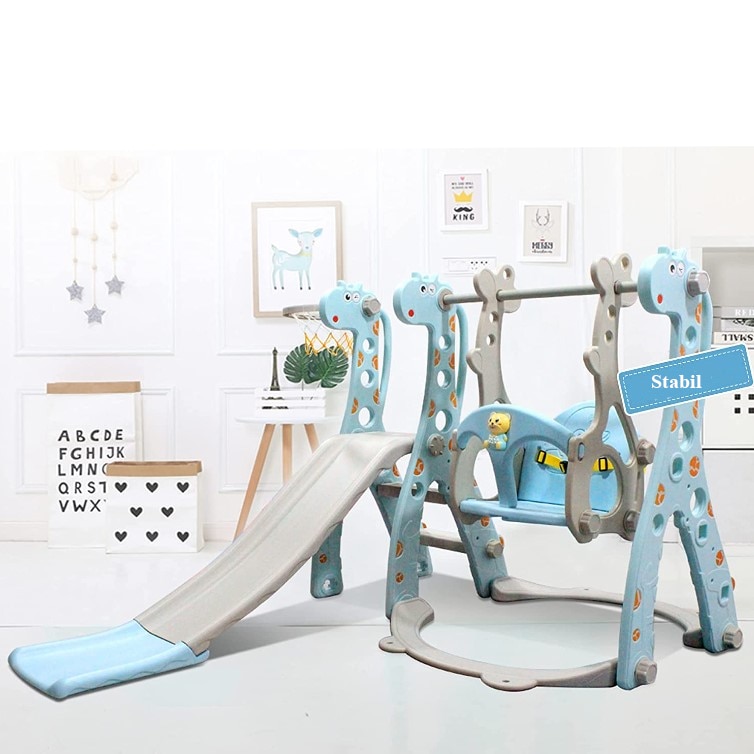 Set cu leagan detasabil, cu tobogan si cos de baschet cu minge interior ...