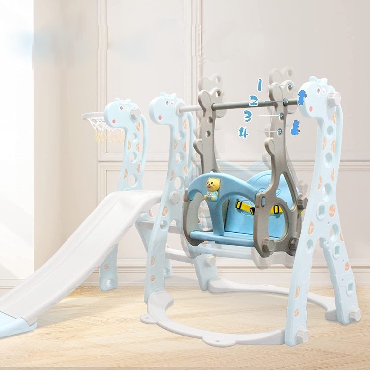 Set cu leagan detasabil, cu tobogan si cos de baschet cu minge interior ...