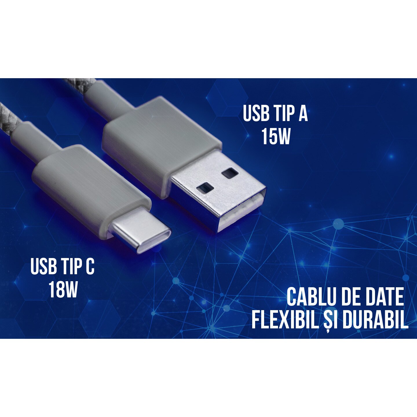 Cablu de date USB TIP-A si USB TIP-C AlecoAir G30-CBLA2C, Fast Charge ...