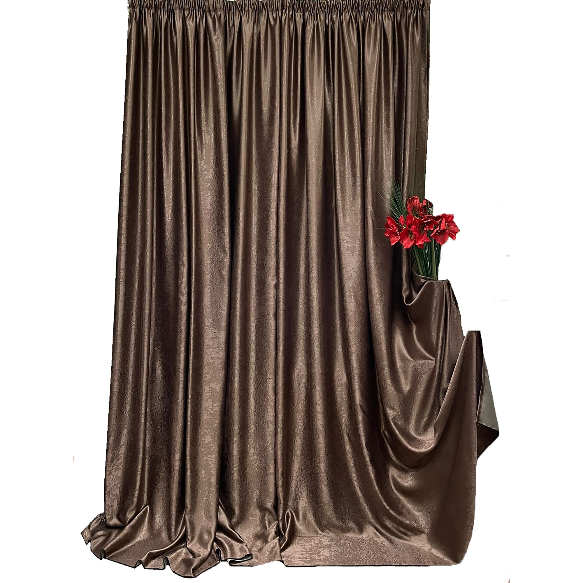 Set draperii uni, blackout, culoare maro inchis, din colectia "Unik by ...