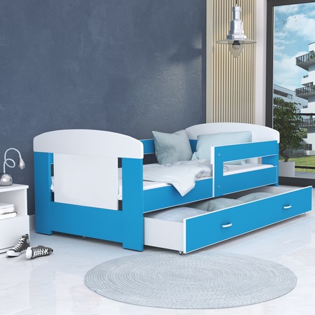 Pat pentru copii, Eurotel, Filip, 80x160 cm, Albastru - eMAG.ro