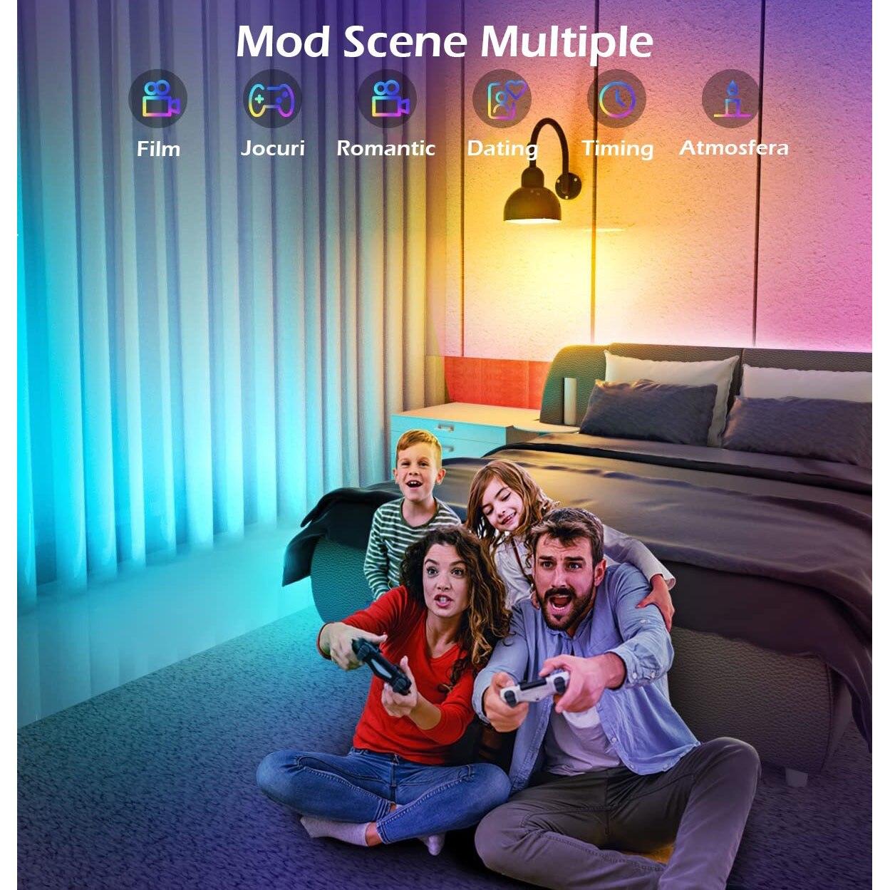 Kit banda led, Qyntech, 300 leduri, 10m, 5050 RGB, IP65 exterior ...