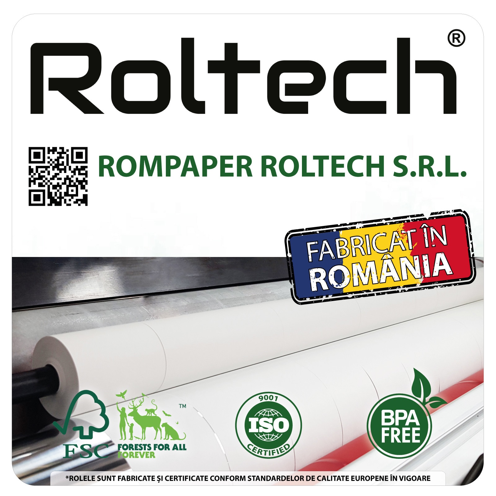 Rola hartie termica ROLTECH, 80mm x 80m, non-BPA - eMAG.ro