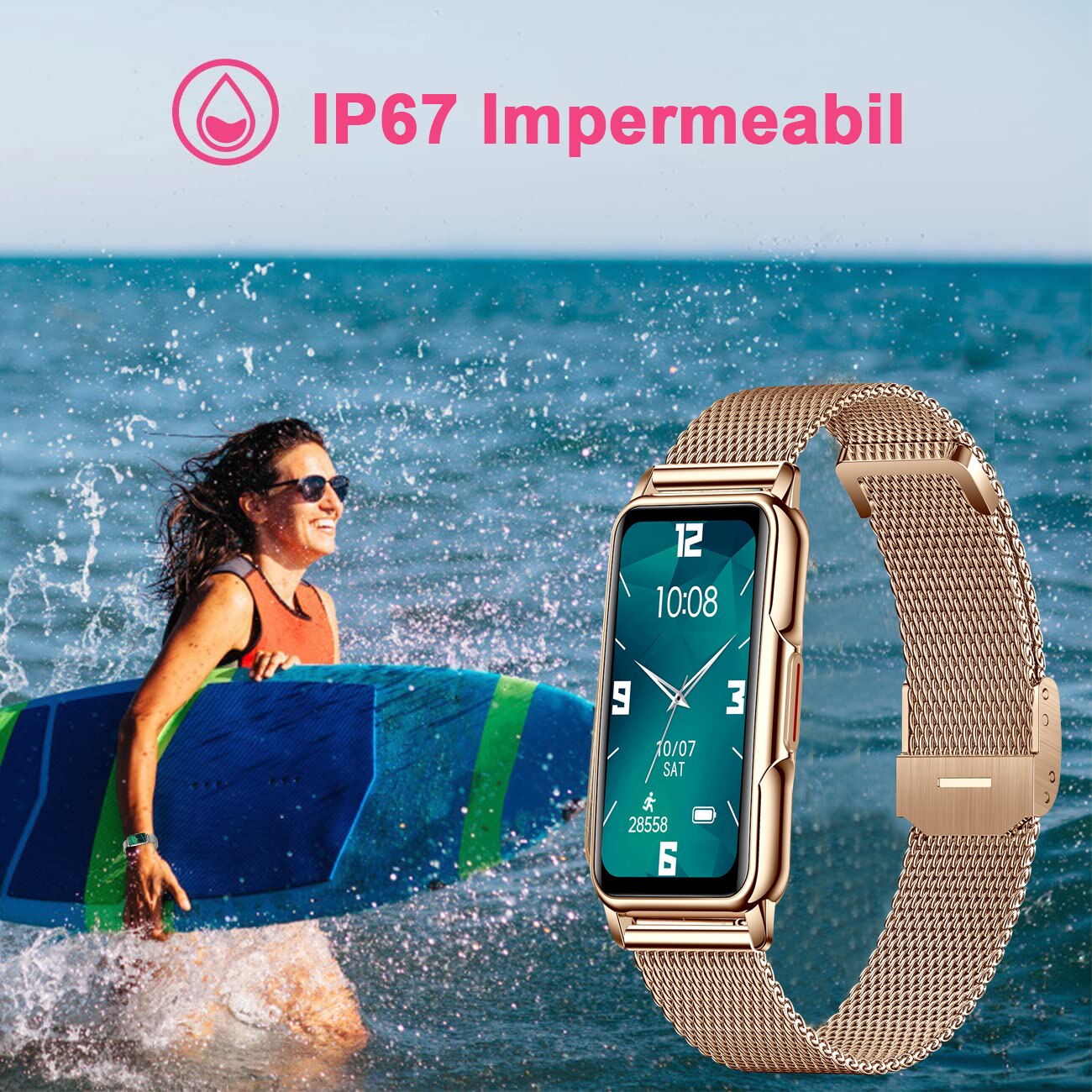 Ceas smartwatch H80, Sundiguer, Metal, 1.47'', ritm cardiac, pedometru ...
