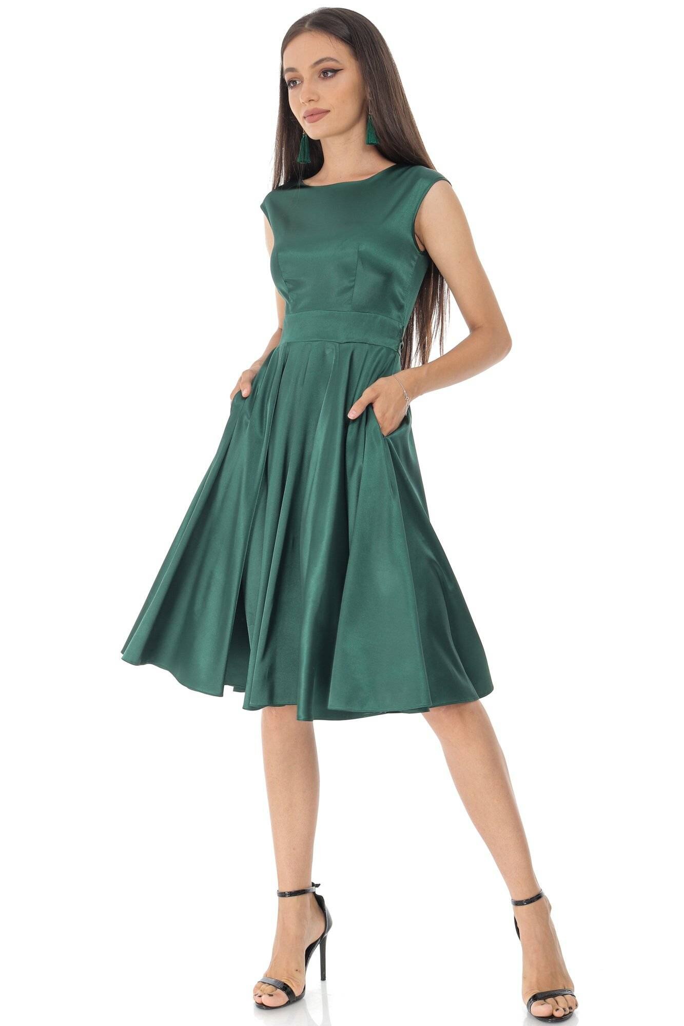 Rochie clos Roh DR4456 din satin cu buzunare - eMAG.ro
