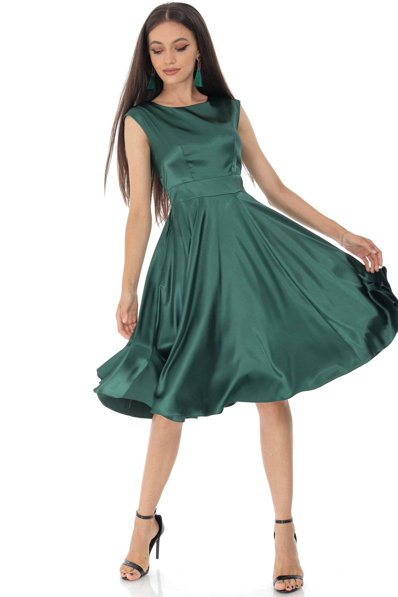 Rochie clos Roh DR4456 din satin cu buzunare - eMAG.ro
