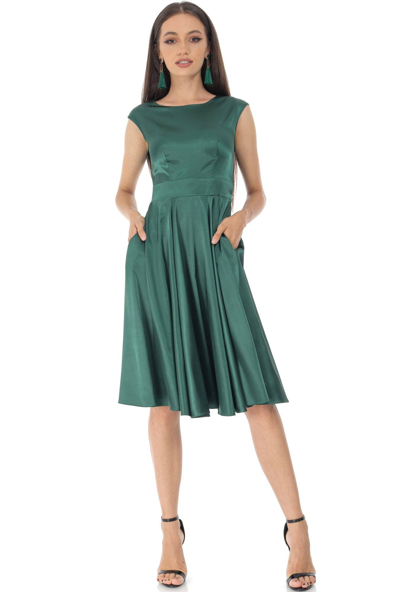 Rochie clos Roh DR4456 din satin cu buzunare - eMAG.ro