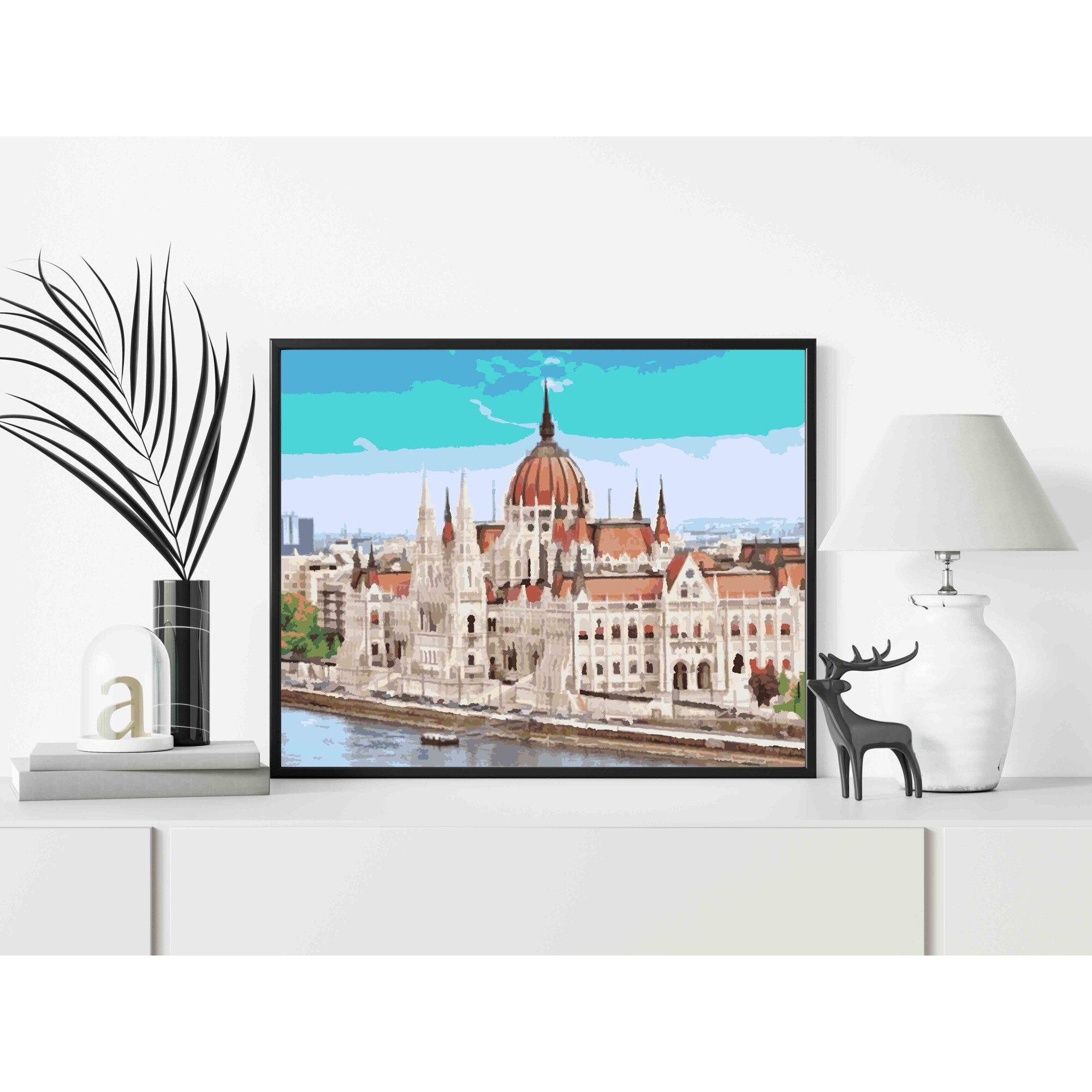 Set pictura pe numere Oras 1430, panza bumbac pe rama lemn, 40x50 cm ...