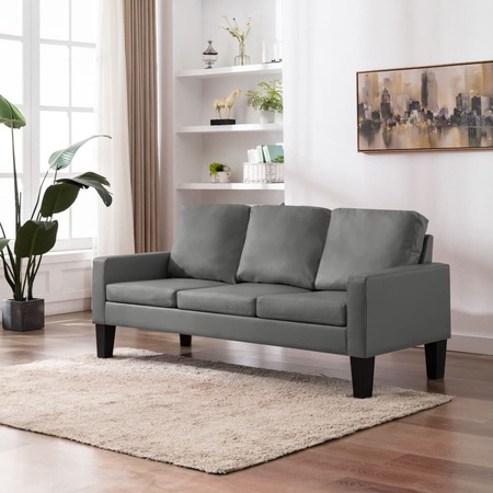 Canapea cu 3 locuri, gri, piele ecologica, Fixa, Living 9571 - eMAG.ro