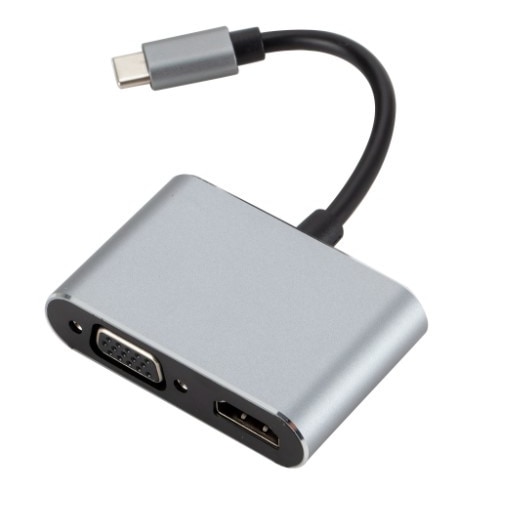Hub Adaptator USB-C 2W1 HDMI 4K VGA M1 - eMAG.ro