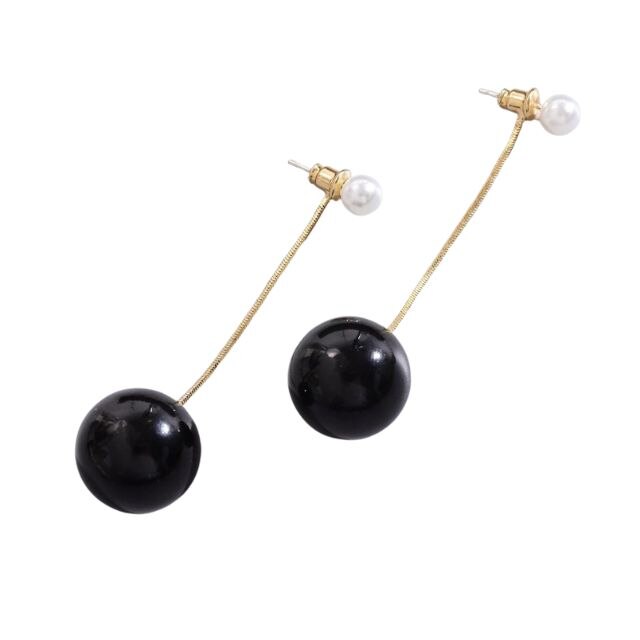 Cercei Dalina, model cu biluta grena si alba, 6.5 cm - eMAG.ro