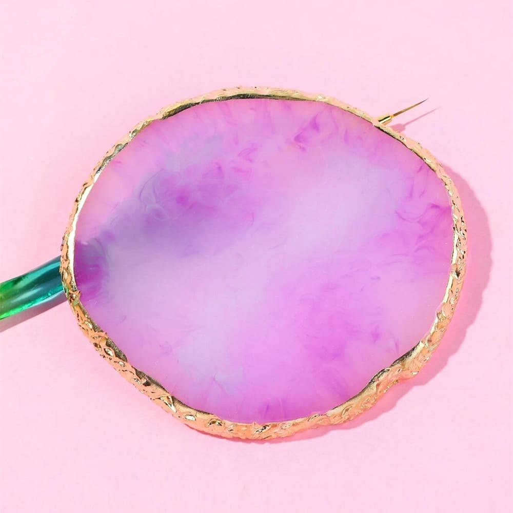 Paleta mixare culori, Ebuy, Marmura, 10 cm, Violet/Auriu - eMAG.ro