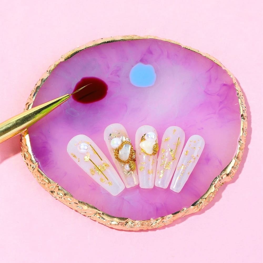 Paleta mixare culori, Ebuy, Marmura, 10 cm, Violet/Auriu - eMAG.ro