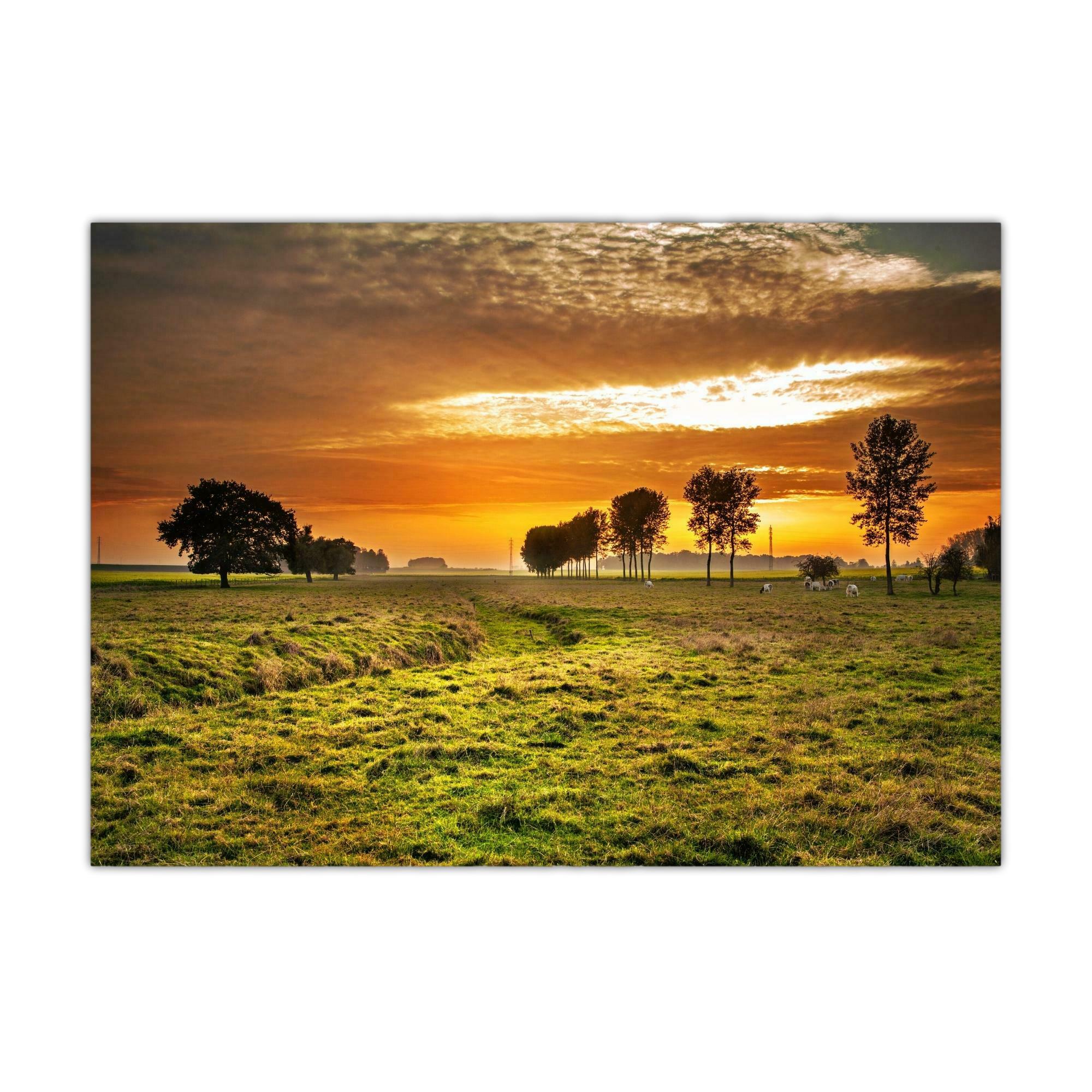 Tablou Canvas Premium, Campie De Toamna, Rama Lemn Masiv, 100 x 150 cm ...