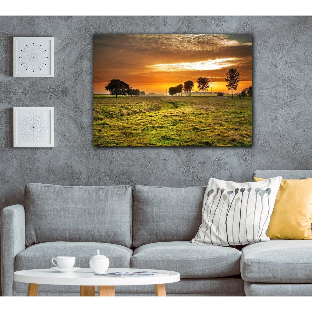 Tablou Canvas Premium, Campie De Toamna, Rama Lemn Masiv, 100 x 150 cm ...